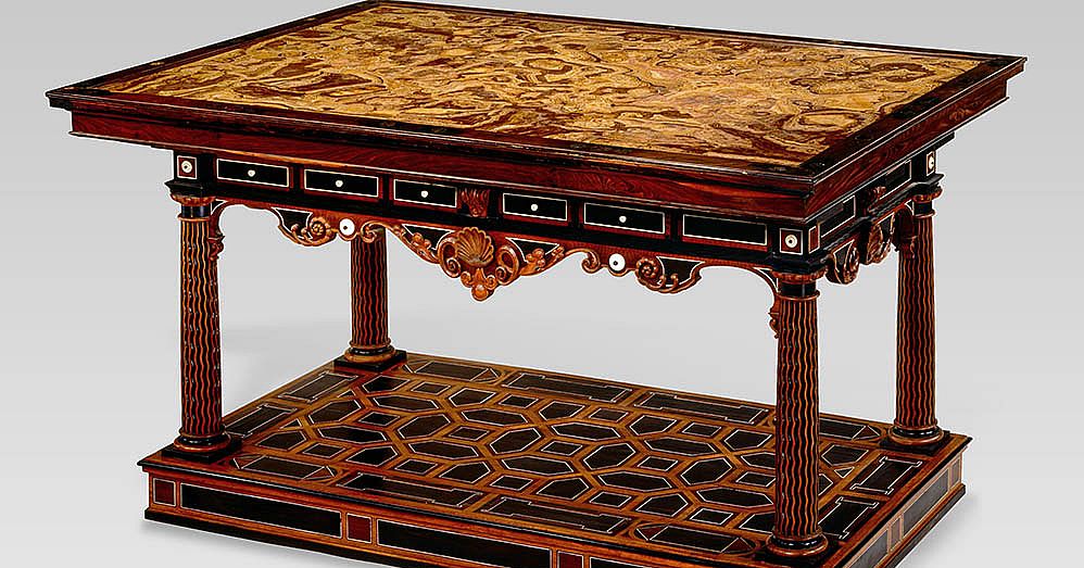 Prunktisch mit Platte aus Alabastro fiorito - Bayerisches Nationalmuseum