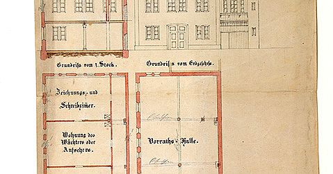 Entwurfszeichnung für ein Gebäude - Bayerisches Nationalmuseum