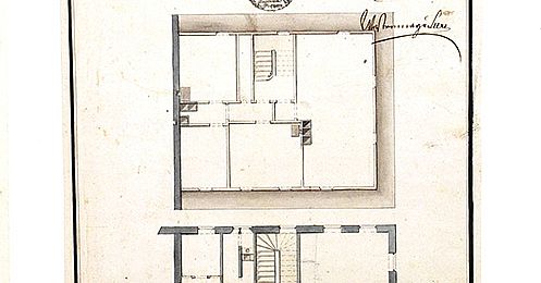 Entwurfszeichnung (Duplikat) für ein Geschäftshaus der Fa. Huber, Detailpläne - Bayerisches ...