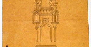 Entwurfszeichnung für ein Postament mit Figur - Bayerisches Nationalmuseum