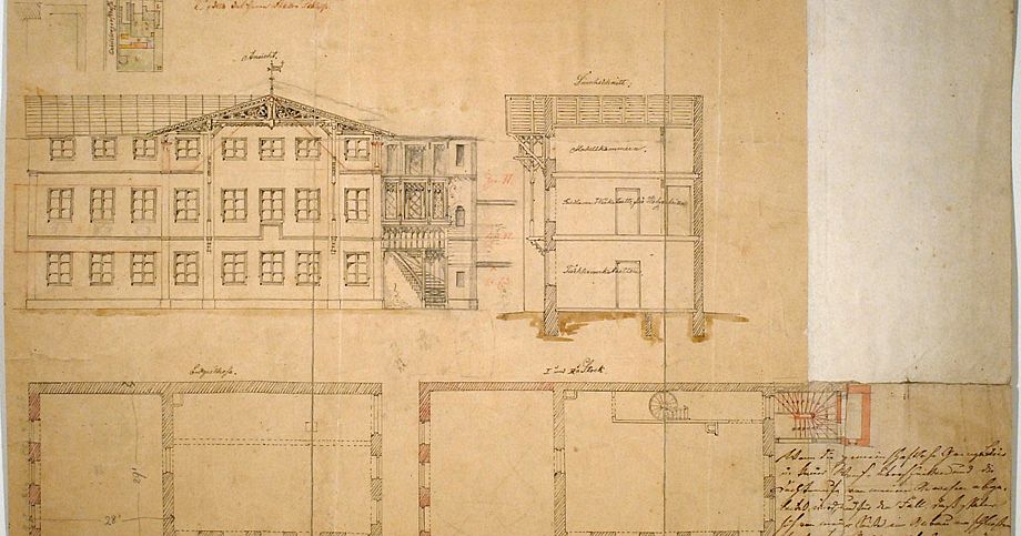 Entwurfszeichnung für ein Gebäude - Bayerisches Nationalmuseum