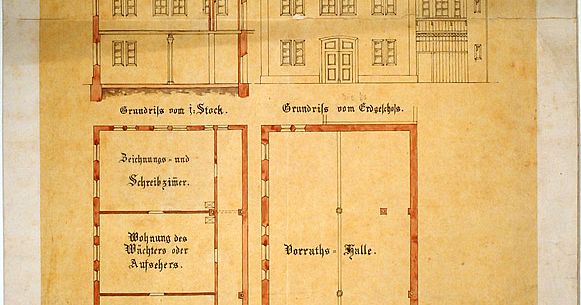 Entwurfszeichnung für Gebäude - Bayerisches Nationalmuseum