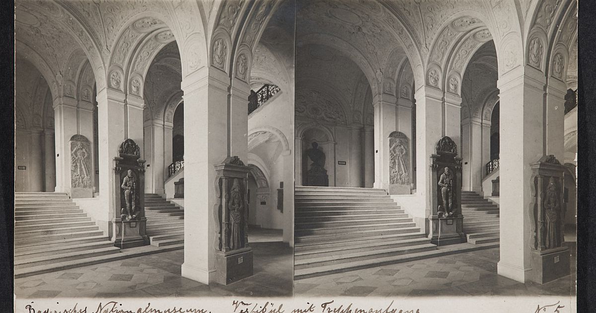 Stereoskopie: Vestibül mit Treppenaufgang des Bayerischen ...