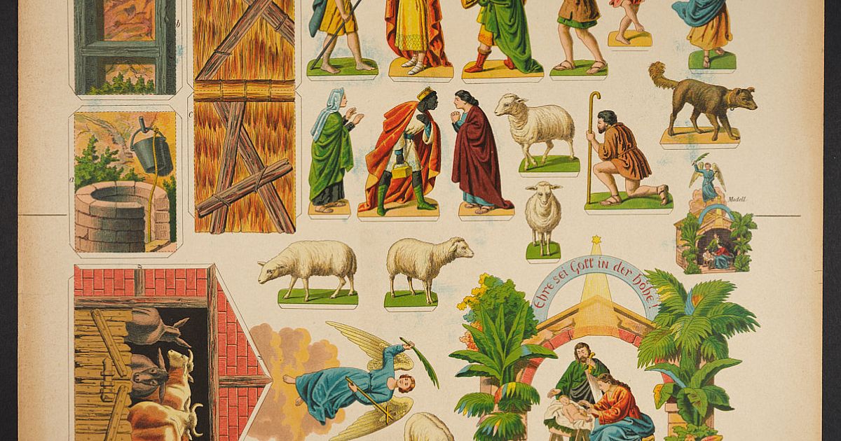 Ausschneidebogen: Papierkrippe No 324, Farbprobedruck - Bayerisches Nationalmuseum