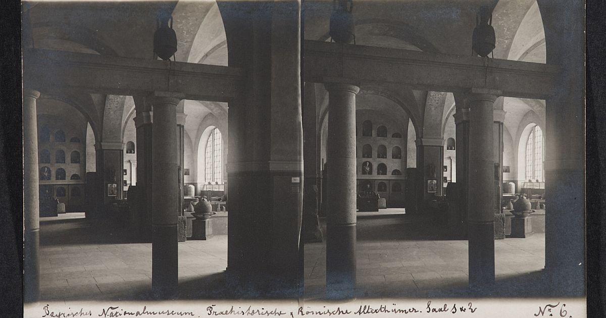 Stereoskopie: Saal 1 und 2 des Bayerischen Nationalmuseums - Bayerisches Nationalmuseum