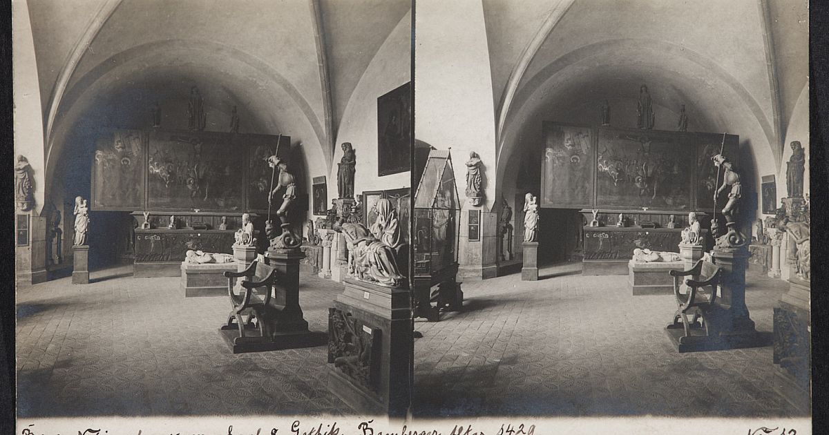 Stereoskopie: Saal 8 des Bayerischen Nationalmuseums - Bayerisches Nationalmuseum