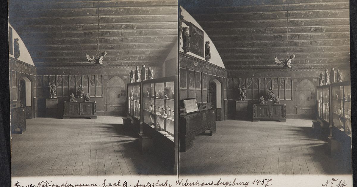 Stereoskopie: Saal 9 des Bayerischen Nationalmuseums - Bayerisches Nationalmuseum