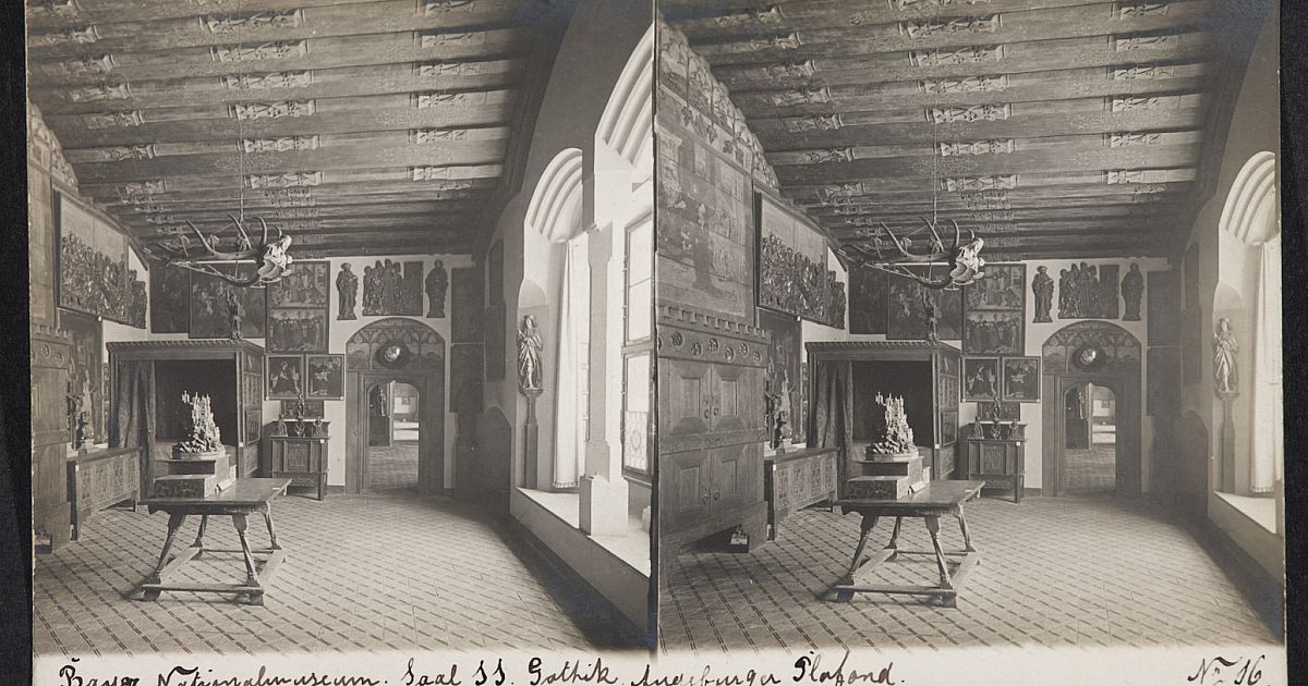 Stereoskopie: Saal 11 des Bayerischen Nationalmuseums - Bayerisches Nationalmuseum