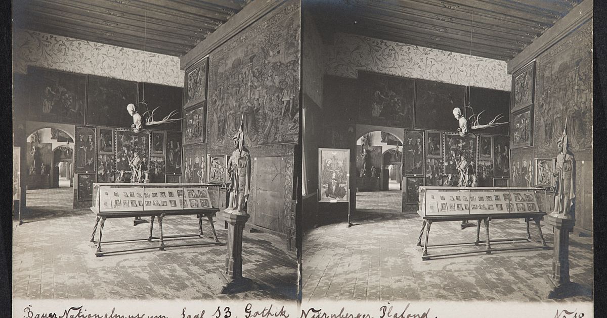 Stereoskopie: Saal 13 des Bayerischen Nationalmuseums - Bayerisches Nationalmuseum