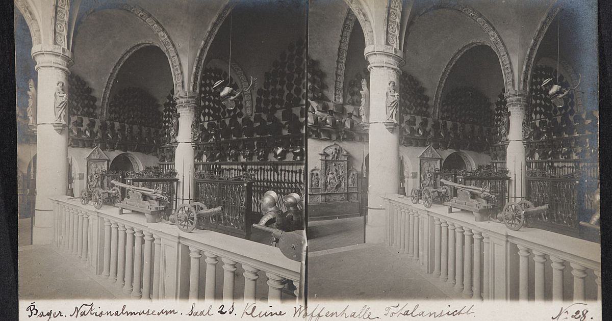 Stereoskopie: Saal 21 des Bayerischen Nationalmuseums - Bayerisches Nationalmuseum