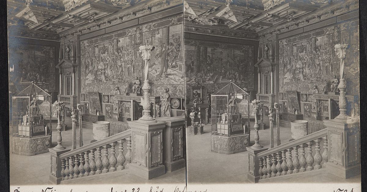 Stereoskopie: Saal 22 des Bayerischen Nationalmuseums - Bayerisches Nationalmuseum