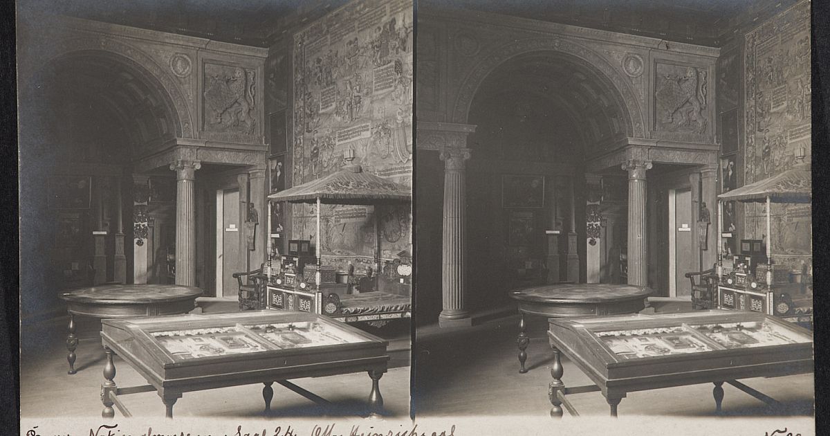 Stereoskopie: Saal 24 des Bayerischen Nationalmuseums - Bayerisches Nationalmuseum