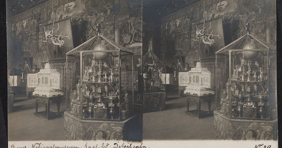 Stereoskopie: Saal 28 des Bayerischen Nationalmuseums - Bayerisches Nationalmuseum
