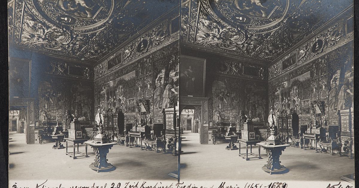 Stereoskopie: Saal 29 des Bayerischen Nationalmuseums - Bayerisches Nationalmuseum