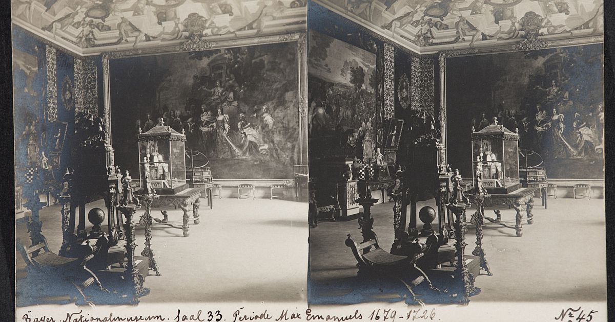 Stereoskopie: Saal 33 des Bayerischen Nationalmuseums - Bayerisches Nationalmuseum