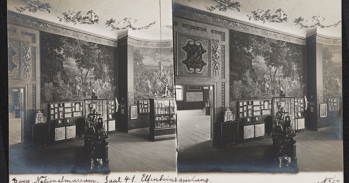 Stereoskopie: Saal 41 des Bayerischen Nationalmuseums - Bayerisches Nationalmuseum