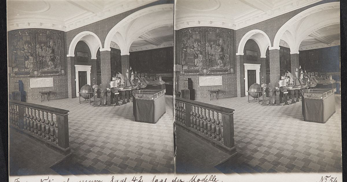 Stereoskopie: Saal 42 des Bayerischen Nationalmuseums - Bayerisches Nationalmuseum