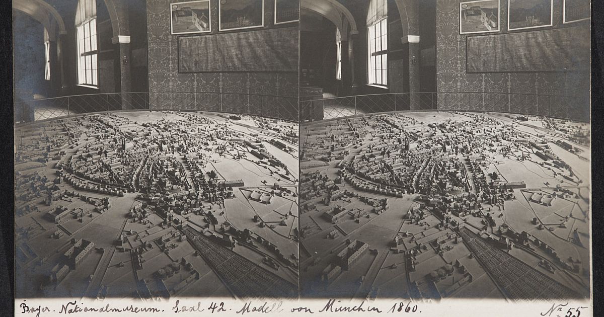 Stereoskopie: Saal 42 des Bayerischen Nationalmuseums - Bayerisches Nationalmuseum