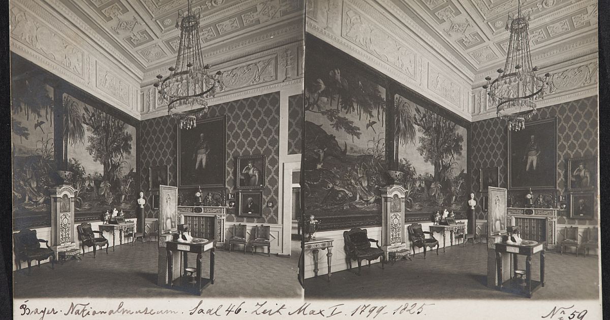 Stereoskopie: Saal 46 des Bayerischen Nationalmuseums - Bayerisches Nationalmuseum