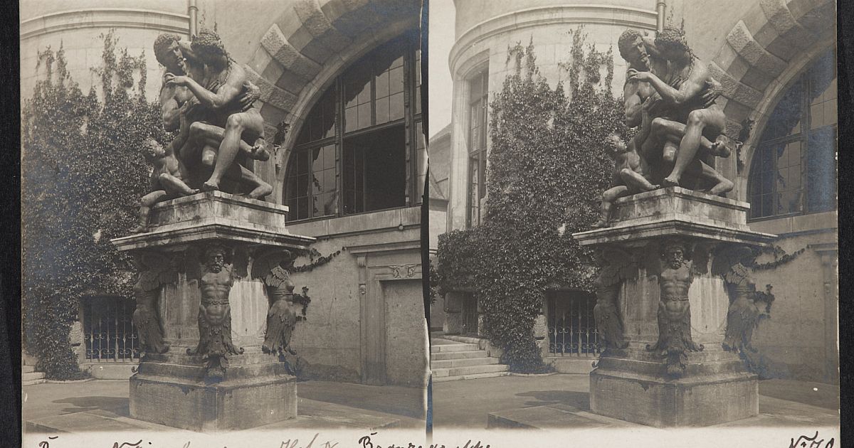 Stereoskopie: Innenhof des Bayerischen Nationalmuseums - Bayerisches Nationalmuseum