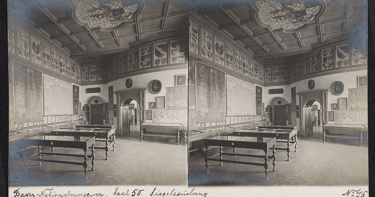 Stereoskopie: Saal 50 des Bayerischen Nationalmuseums - Bayerisches Nationalmuseum