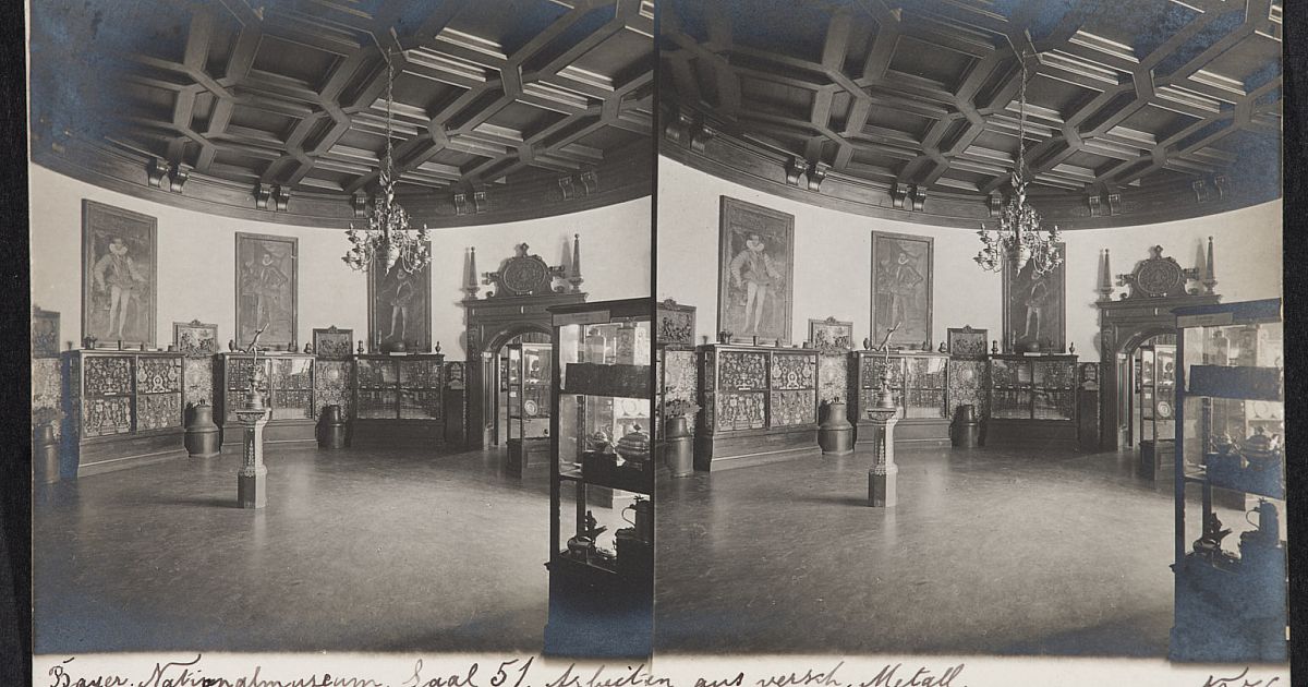 Stereoskopie: Saal 51 des Bayerischen Nationalmuseums - Bayerisches Nationalmuseum