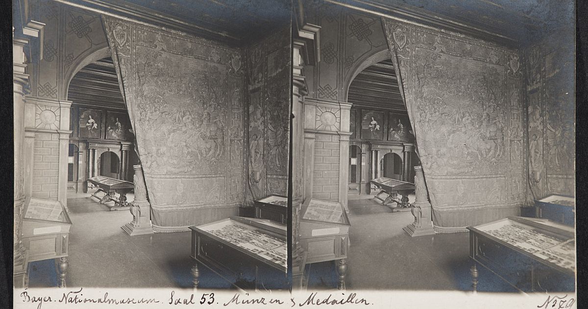 Stereoskopie: Saal 53 des Bayerischen Nationalmuseums - Bayerisches Nationalmuseum