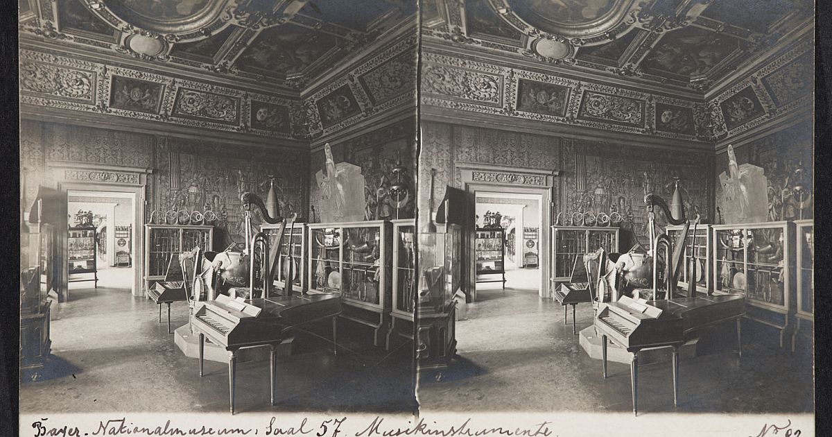 Stereoskopie: Saal 57 des Bayerischen Nationalmuseums - Bayerisches Nationalmuseum