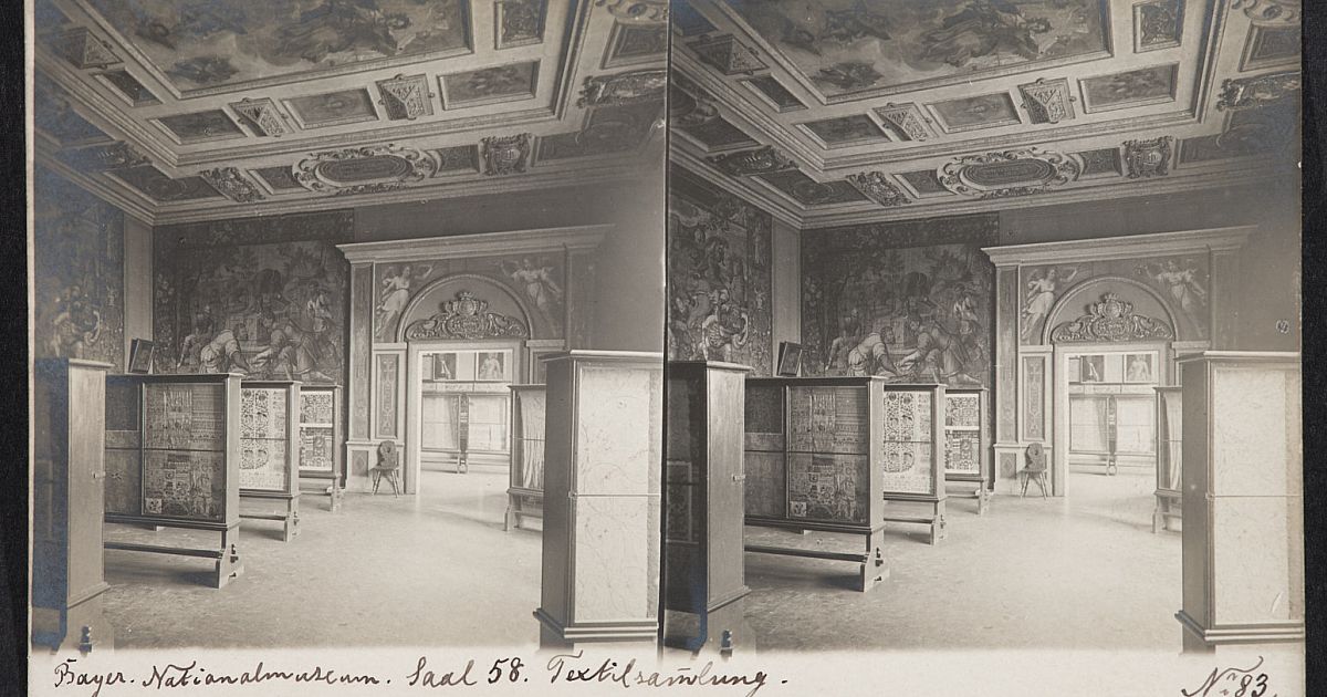 Stereoskopie: Saal 58 des Bayerischen Nationalmuseums - Bayerisches Nationalmuseum