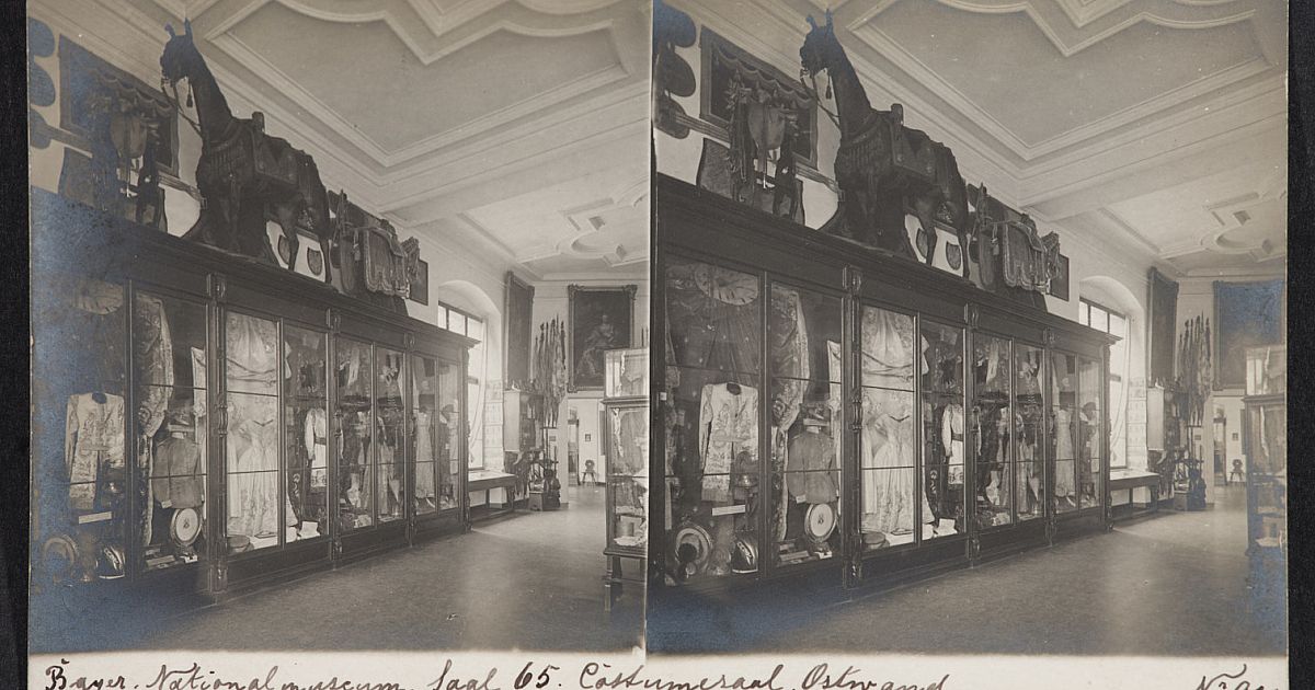 Stereoskopie: Saal 65 des Bayerischen Nationalmuseums - Bayerisches Nationalmuseum