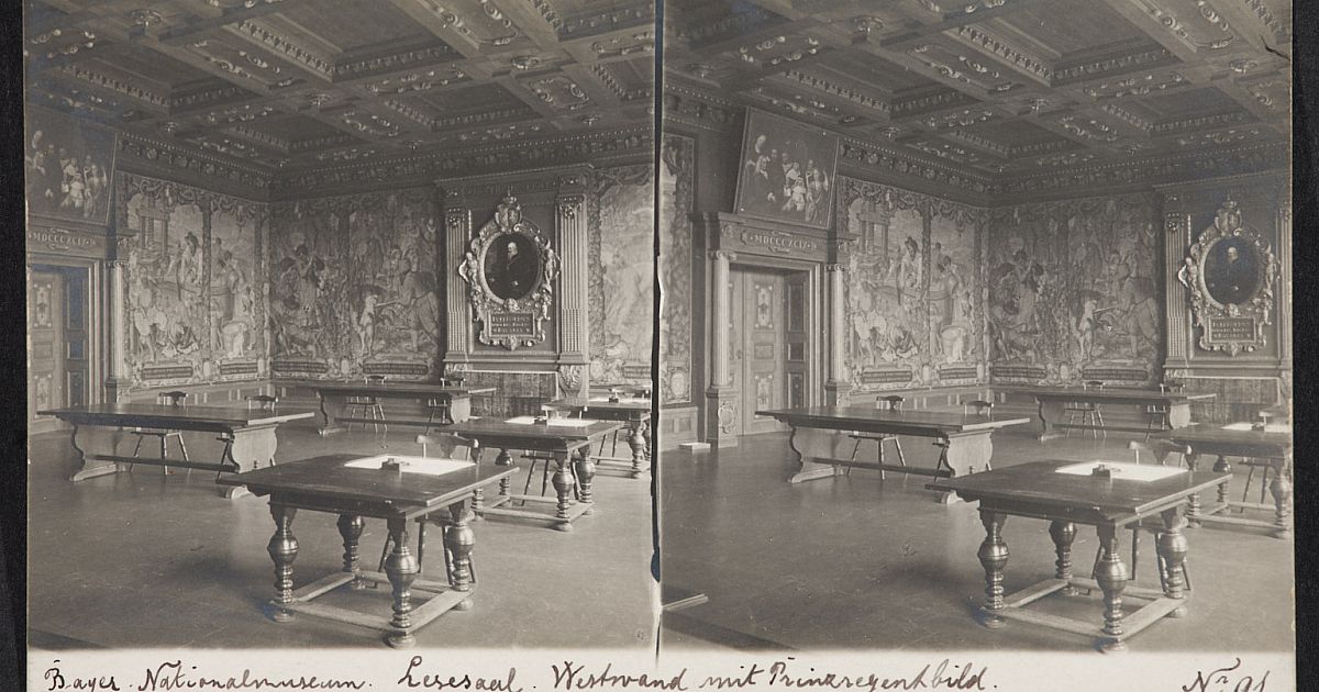 Stereoskopie: Lesesaal des Bayerischen Nationalmuseums - Bayerisches Nationalmuseum