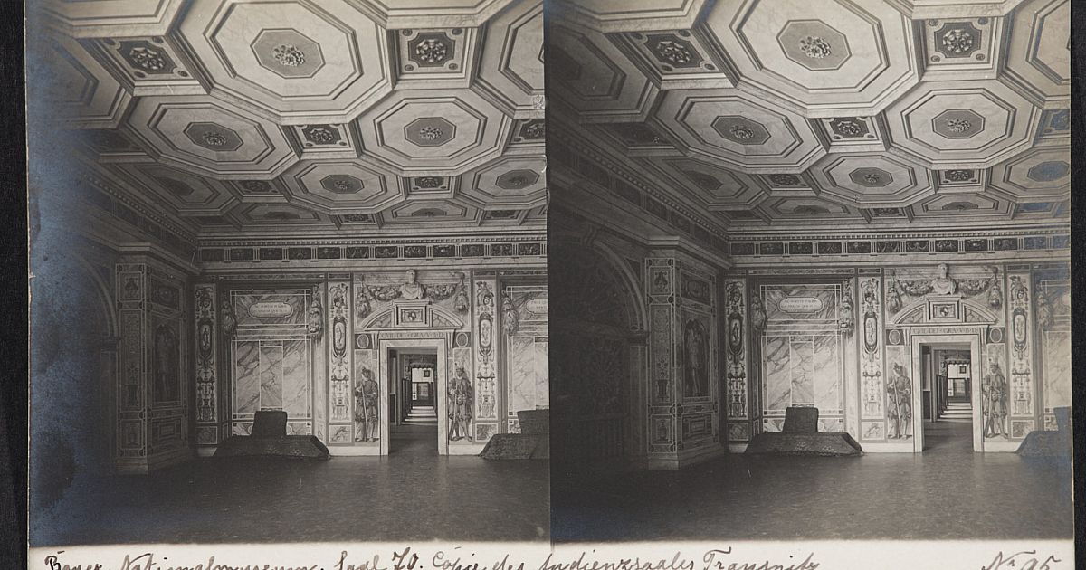 Stereoskopie: Saal 70 des Bayerischen Nationalmuseums - Bayerisches Nationalmuseum