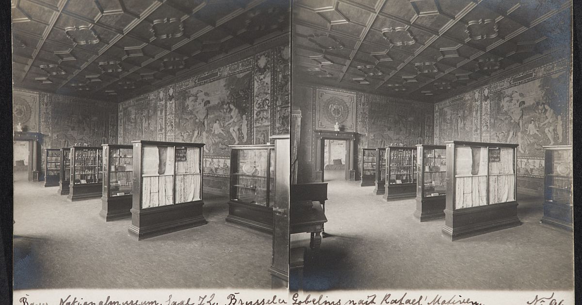 Stereoskopie: Saal 72 des Bayerischen Nationalmuseums - Bayerisches Nationalmuseum