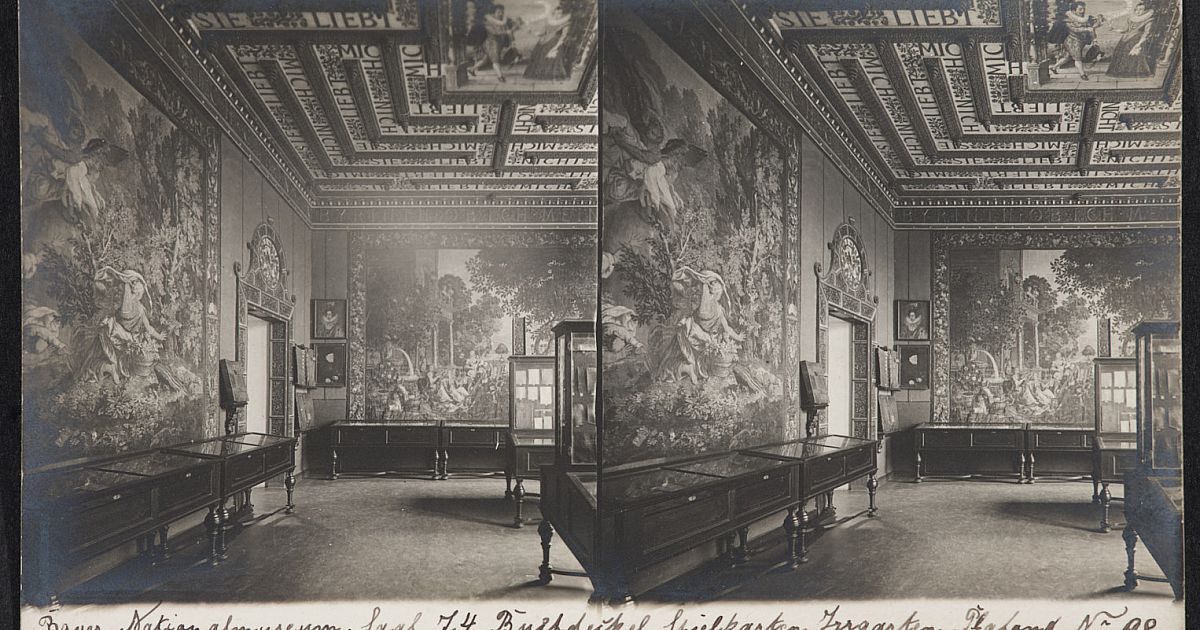 Stereoskopie: Saal 74 des Bayerischen Nationalmuseums - Bayerisches Nationalmuseum