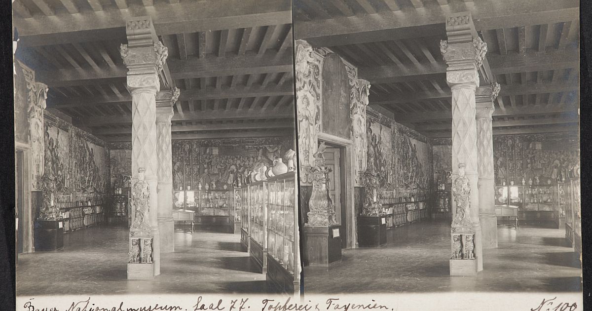 Stereoskopie: Saal 77 des Bayerischen Nationalmuseums - Bayerisches Nationalmuseum