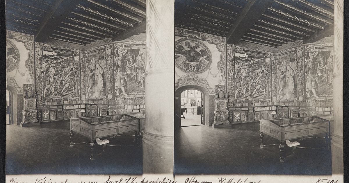 Stereoskopie: Saal 77 des Bayerischen Nationalmuseums - Bayerisches Nationalmuseum