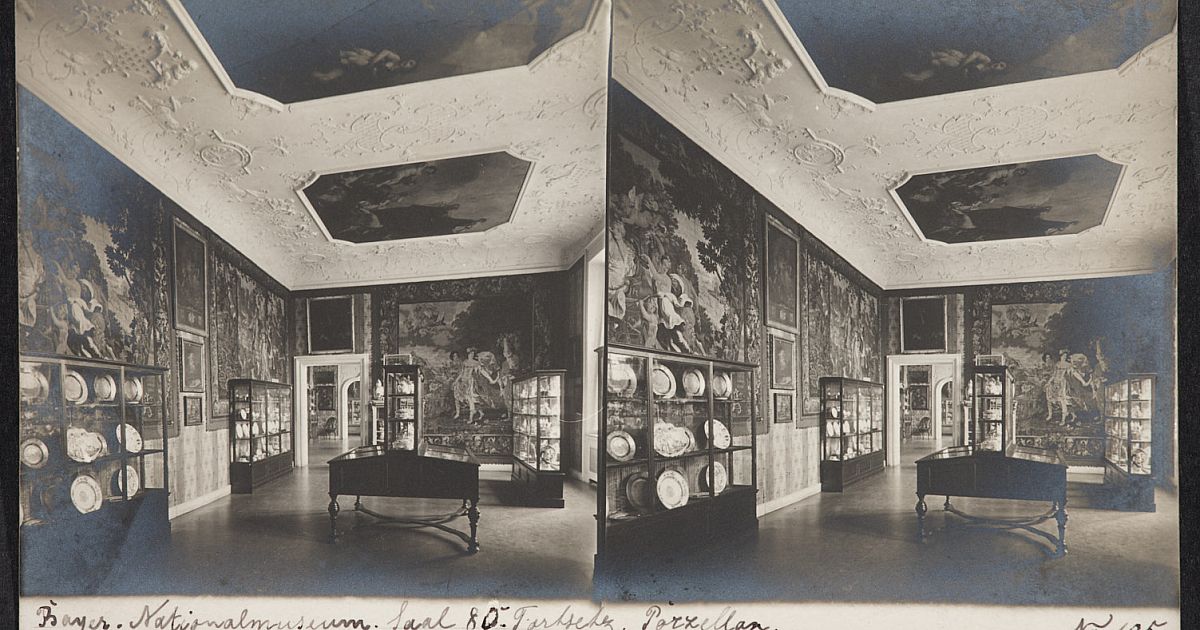 Stereoskopie: Saal 80 des Bayerischen Nationalmuseums - Bayerisches Nationalmuseum