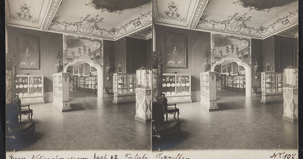 Stereoskopie: Saal 82 des Bayerischen Nationalmuseums - Bayerisches Nationalmuseum