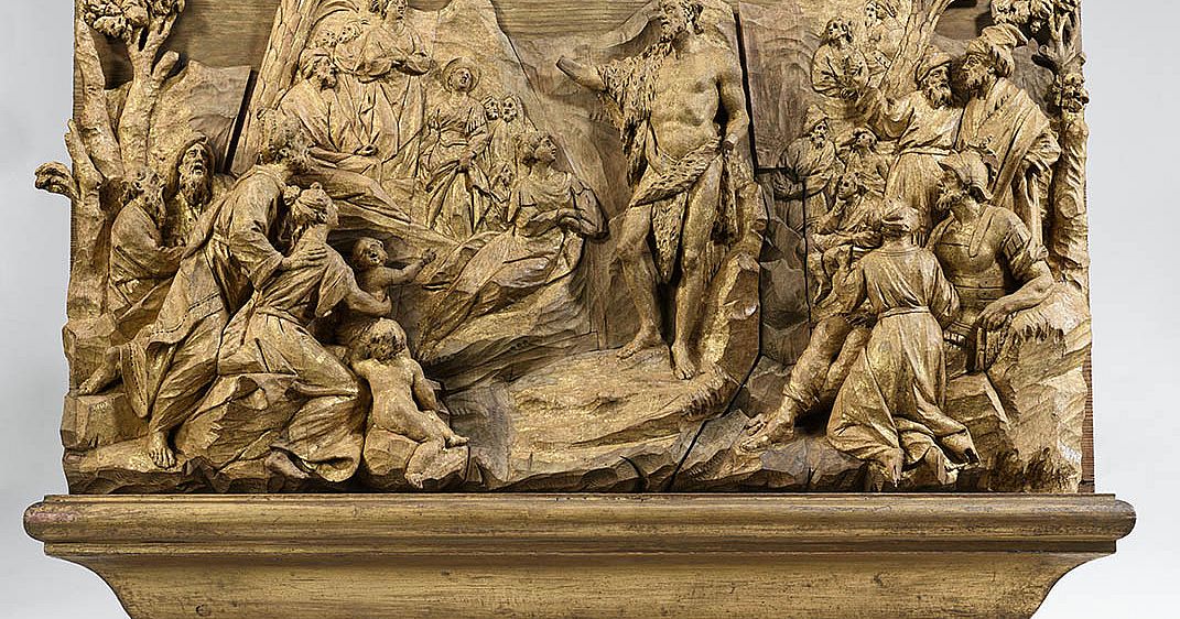 Konsole und Trägerbrett (nicht original) zum Relief: Johannes der Täufer predigend - Bayerisches ...
