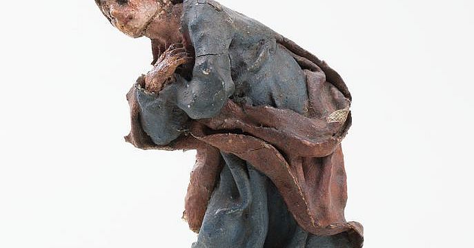 Hl. Joseph mit blauem Gewand und roten Mantel (Krippenfigur ...