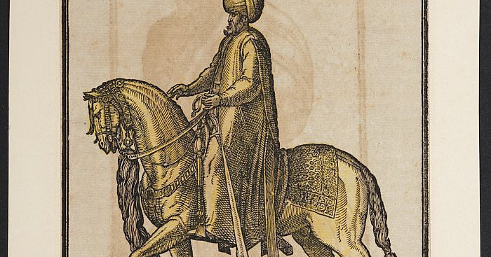 Holzschnitt: Der Beglerbeg aus Europa zu Pferd - Bayerisches Nationalmuseum