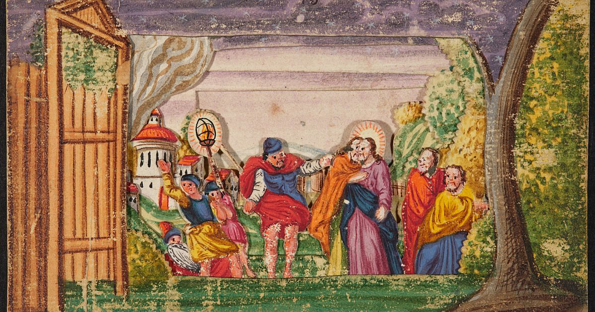 Gouachemalerei für Guckkasten: Verrat des Judas - Bayerisches Nationalmuseum