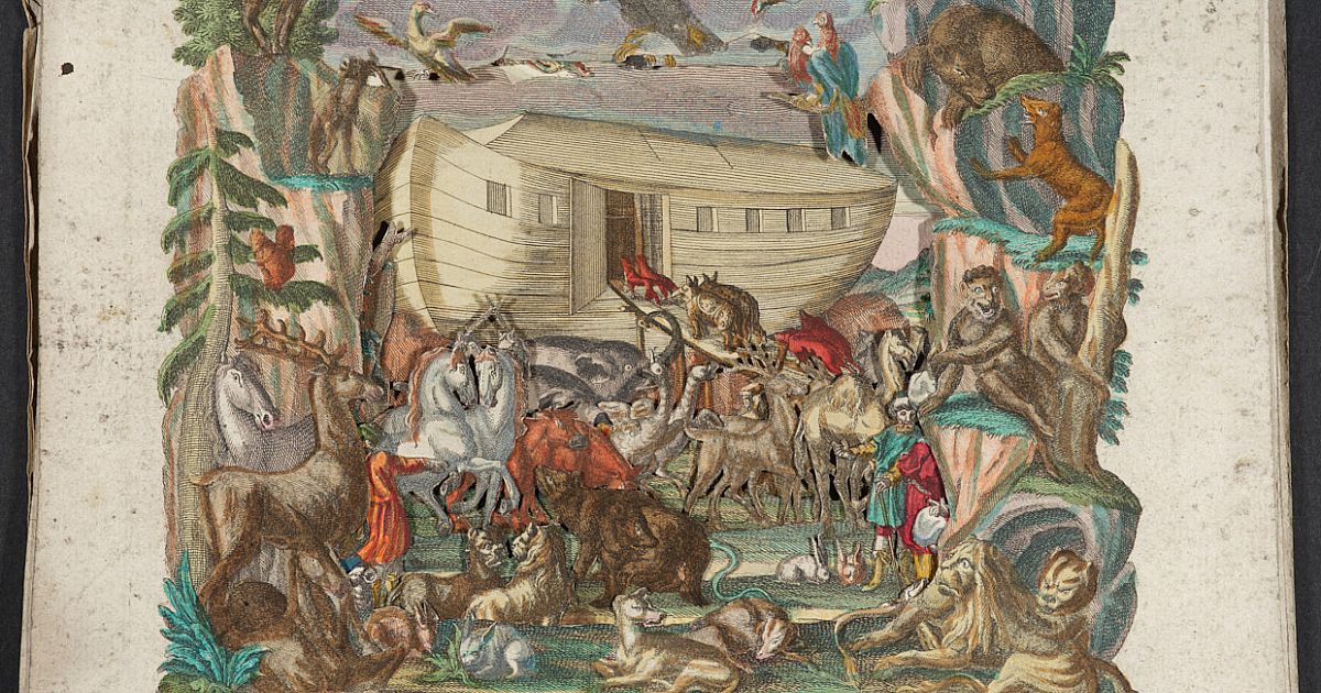 Guckkastenbild: Tiere vor der Arche Noah - Bayerisches Nationalmuseum