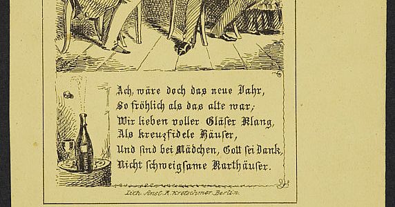 Lithografie: Neujahrsgedicht und Illustration - Bayerisches Nationalmuseum