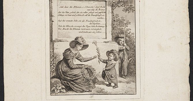 Radierung: Neujahrsgedicht mit Illustration - Bayerisches Nationalmuseum