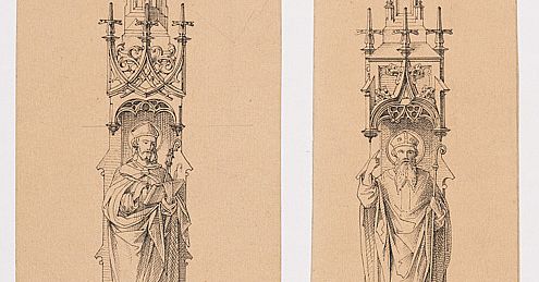 Flachdruck: Heiligenfigur des St. Rupertus mit Baldachin - Bayerisches ...