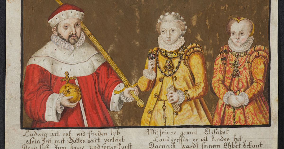 Miniatur auf Pergament: Fürst mit seinen zwei Gattinnen - Bayerisches ...