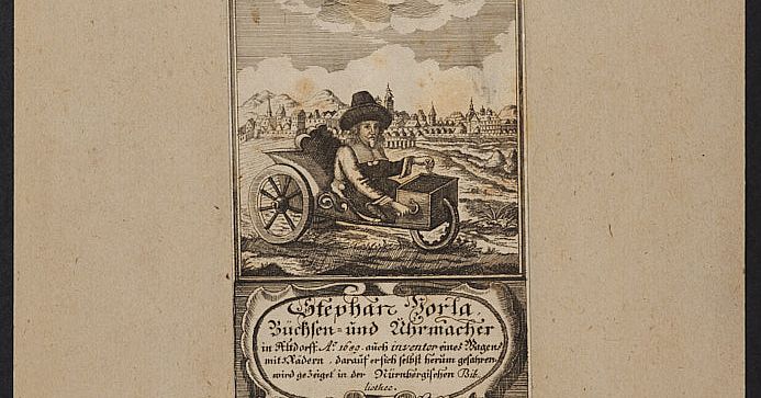 Radierung: Mechanisch angetrieb. Wagen des Stephan Horla - Bayerisches ...