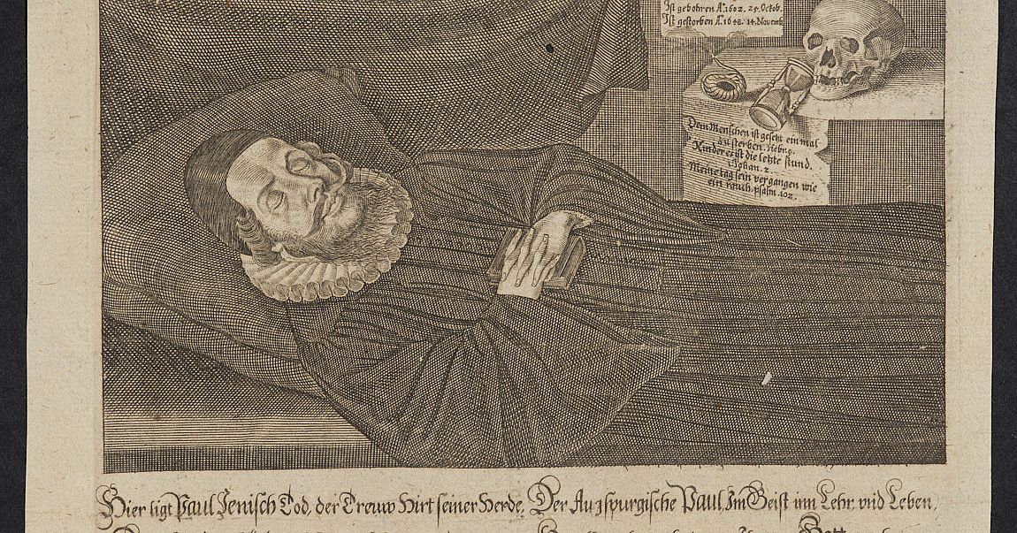 Kupferstich: Portät Paul Jenisch a. d. Totenbett - Bayerisches Nationalmuseum