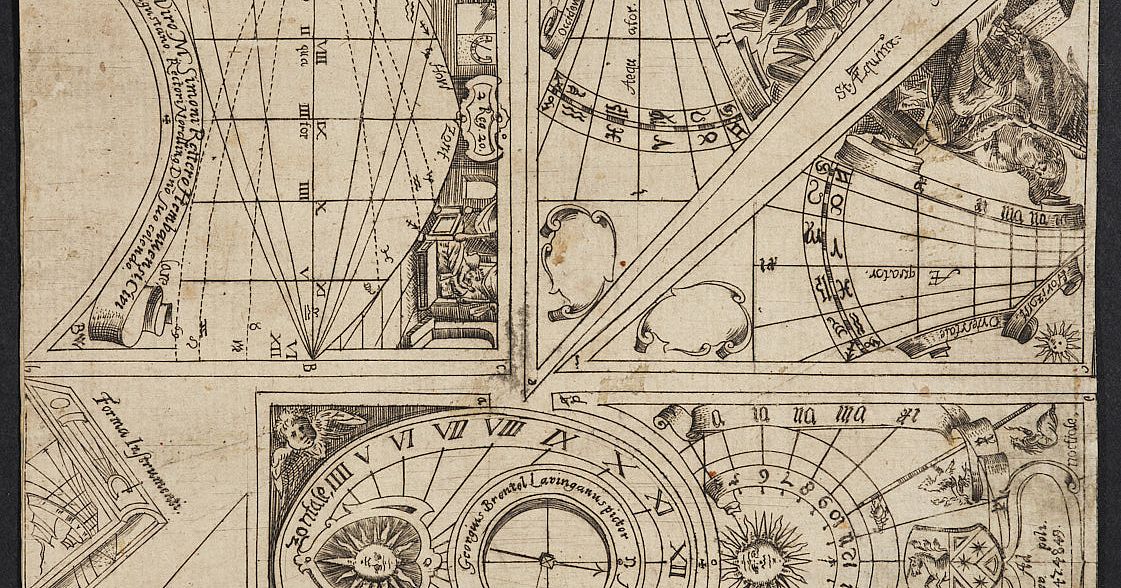 Kupferstich: Entwurf f.e. vielflächige Sonnenuhr - Bayerisches Nationalmuseum